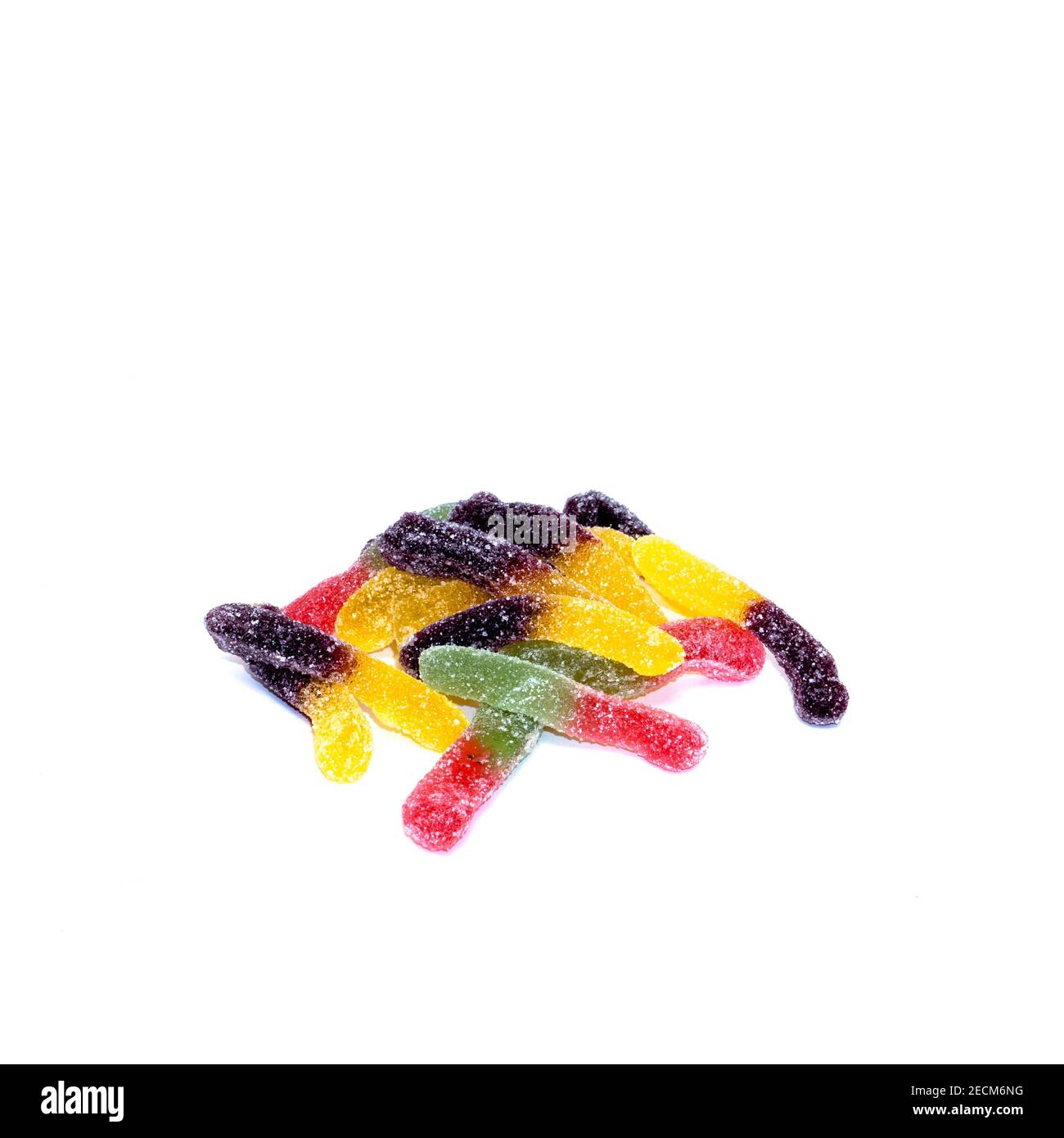 Delicious jelly sweets. Multi Colored sour gelatine isolated on white ...