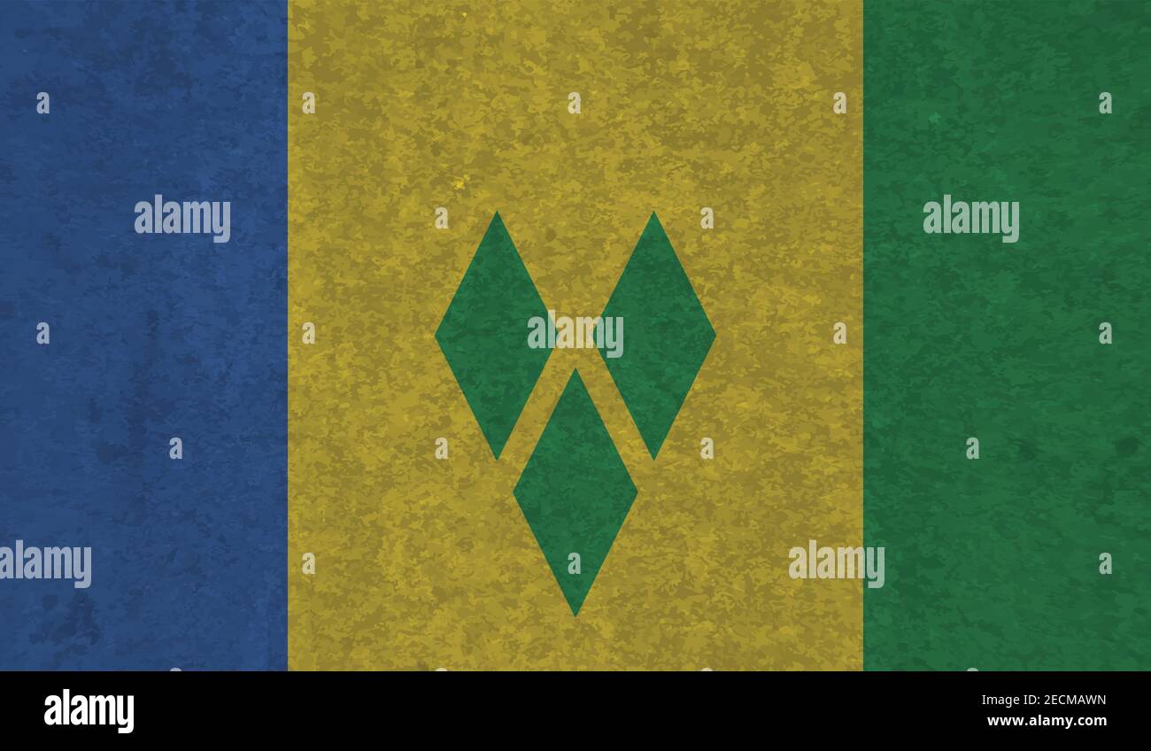 Saint Vincent and the Grenadines national flag created in grunge paint ...