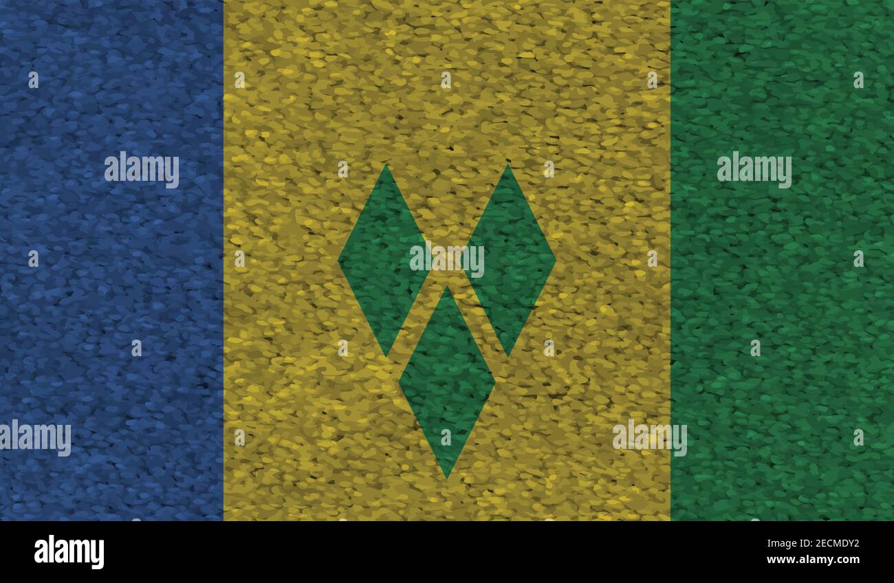 Saint Vincent and the Grenadines national flag created in grunge paint ...