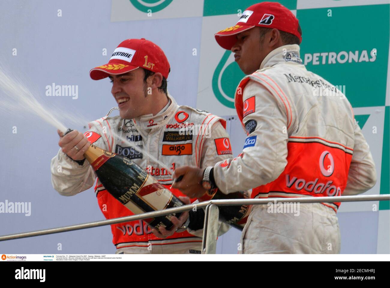 Mclaren celebrates team mate lewis hamilton hi-res stock photography ...