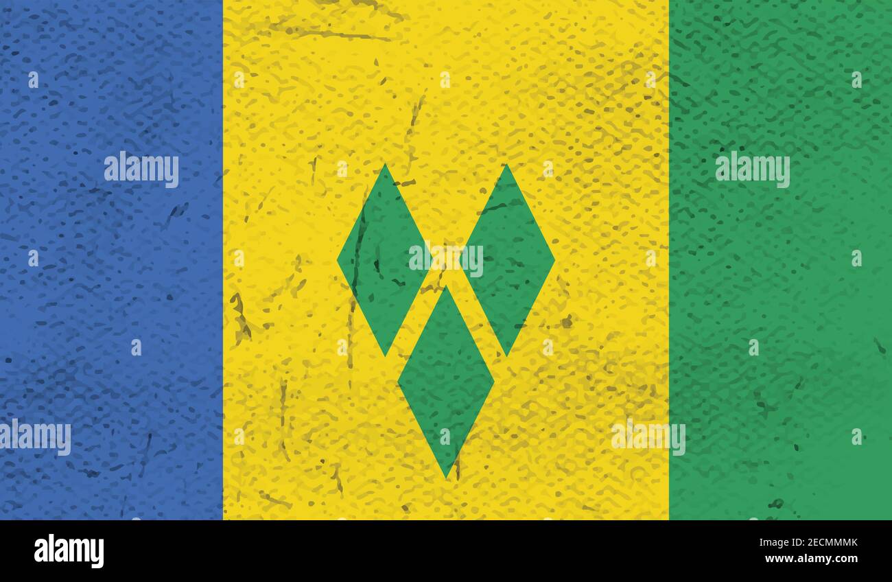 Saint Vincent and the Grenadines national flag created in grunge paint ...
