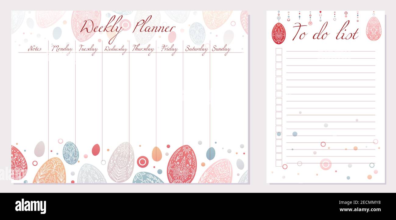 Set of day organization templates with tribal easter egg. Weekly ...