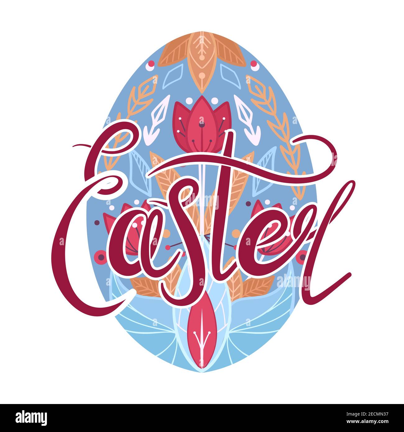 Flat illustration of an Easter egg with geometric floral pattern with ...