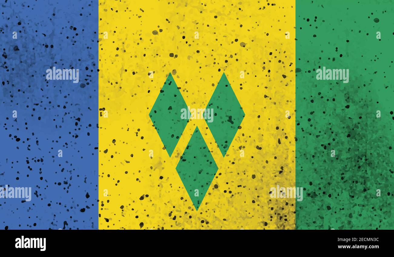 Saint Vincent and the Grenadines national flag created in grunge paint ...