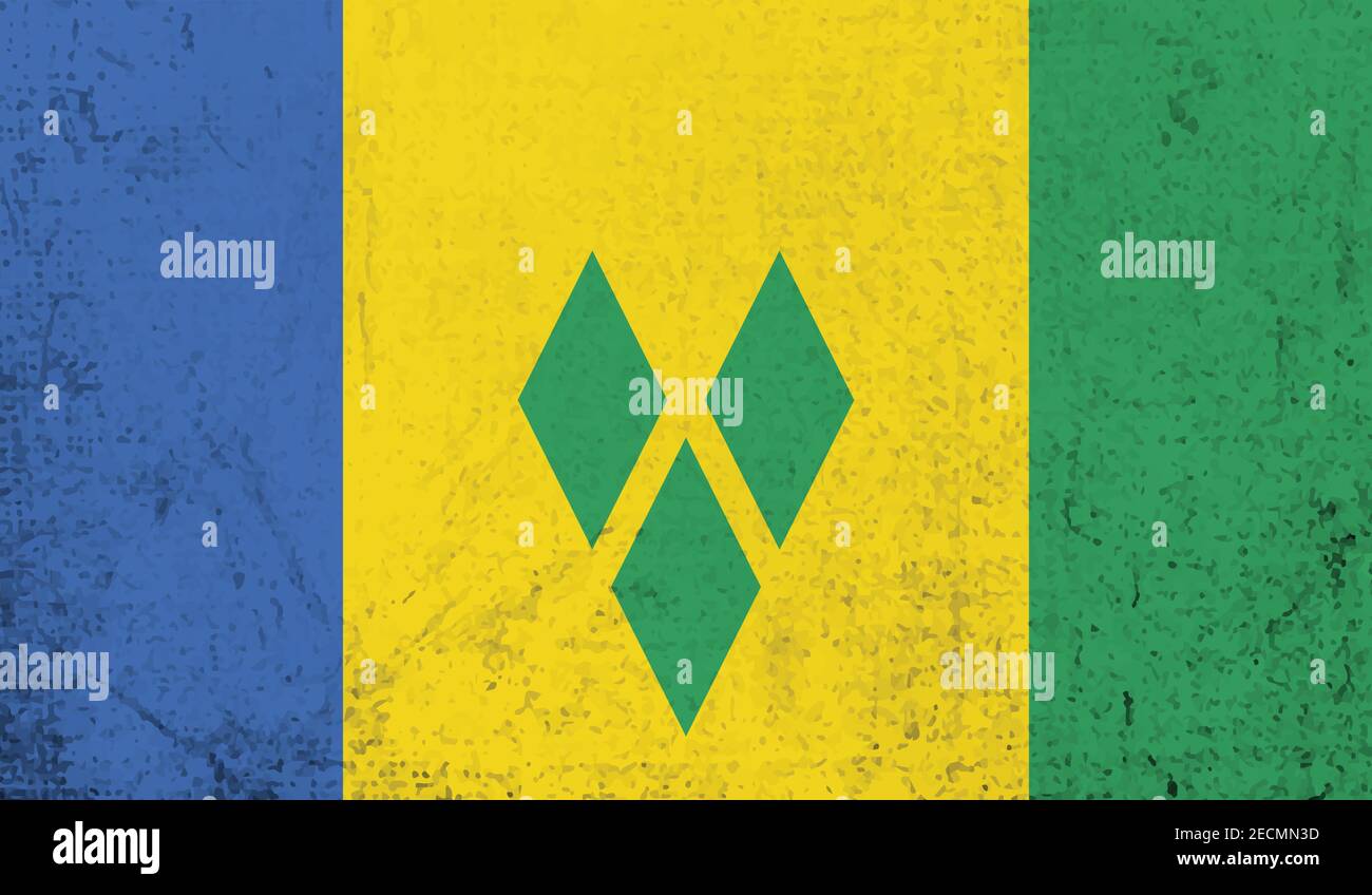 Saint Vincent and the Grenadines national flag created in grunge paint ...