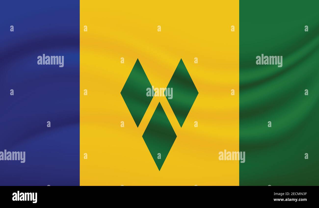 Saint Vincent and the Grenadines national flag created in grunge paint ...