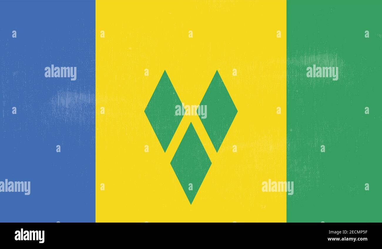 Saint Vincent and the Grenadines national flag created in grunge paint ...