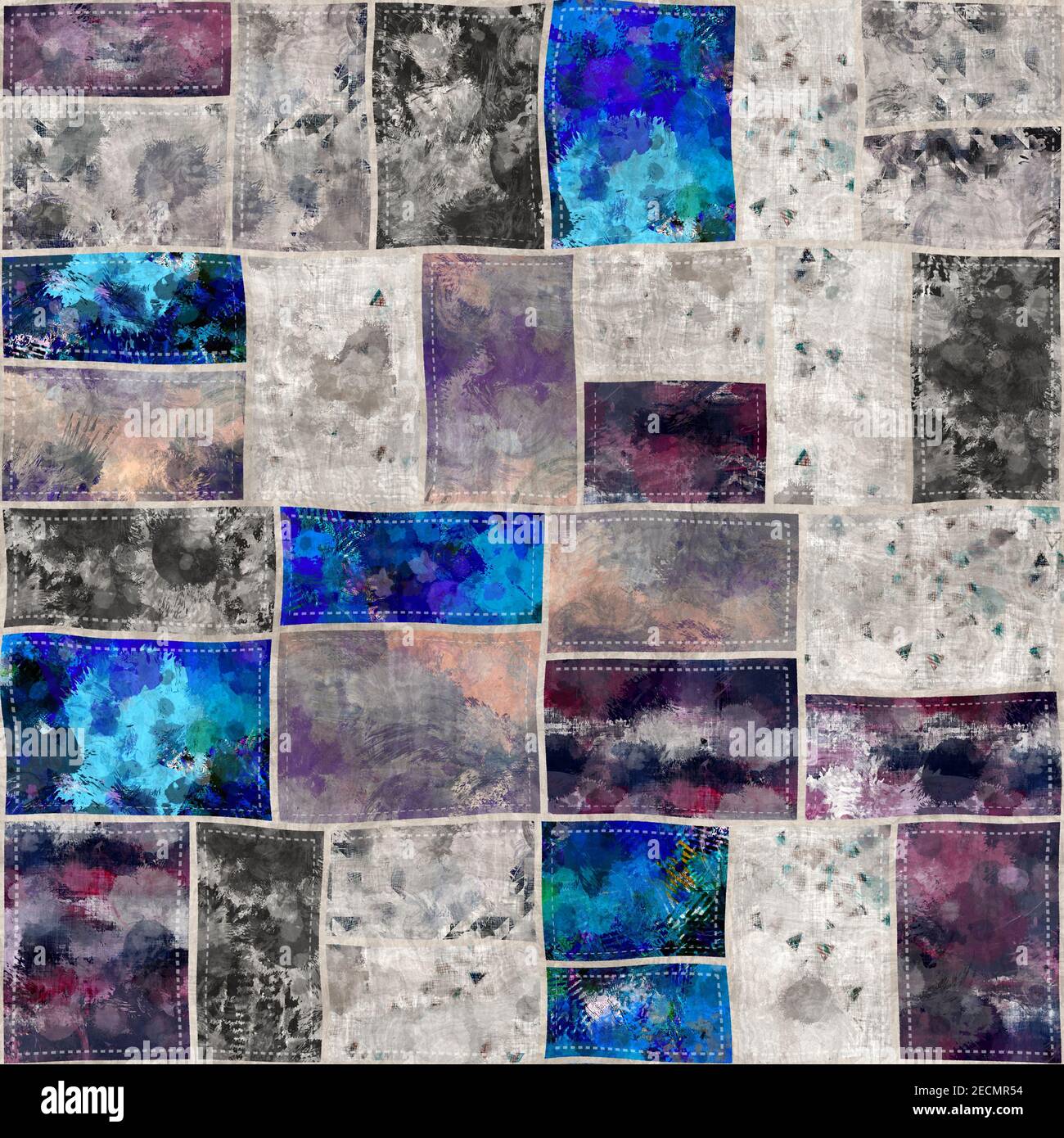 Seamless patchwork collage mix quilt pattern print Stock Photo - Alamy