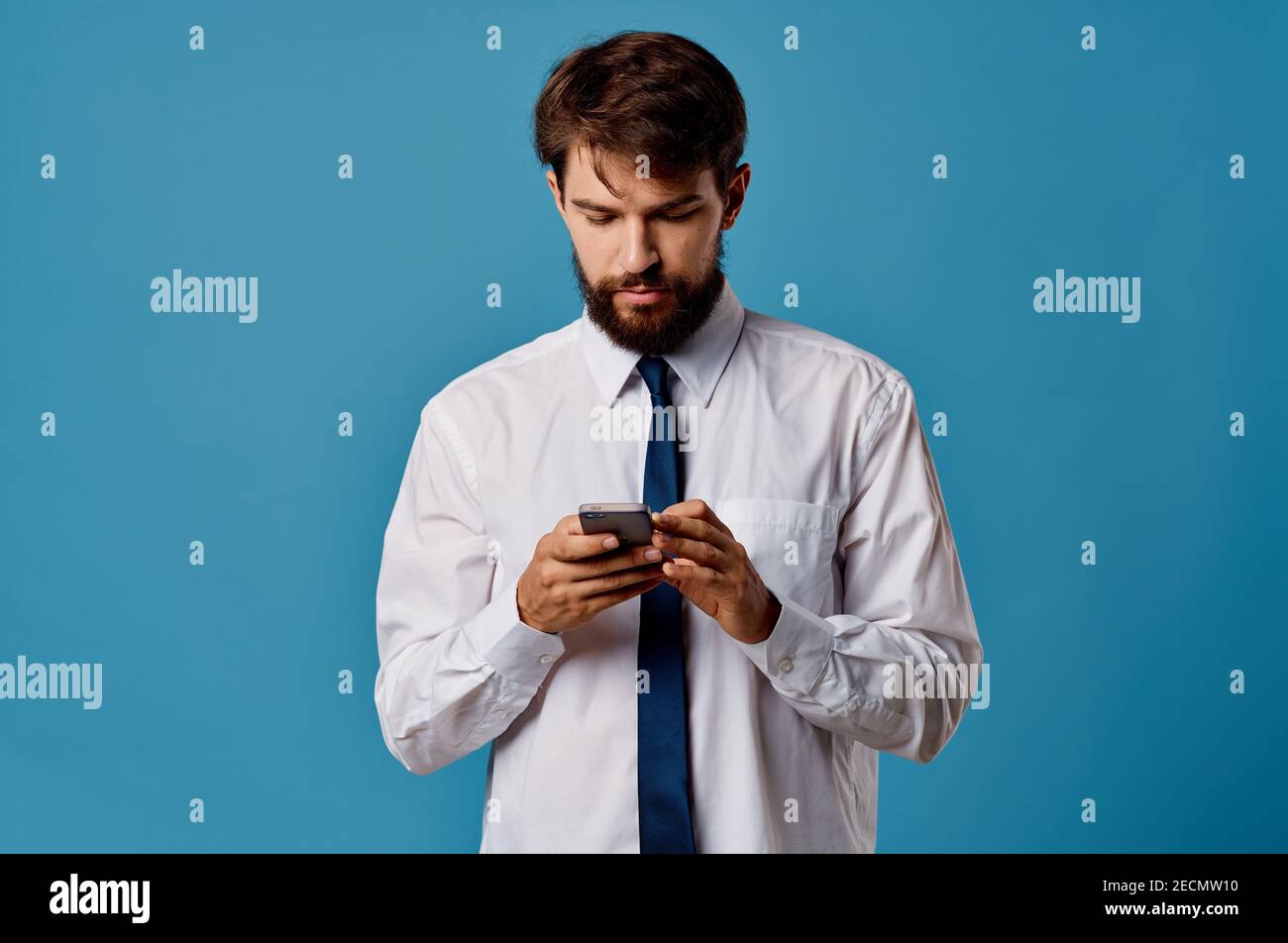 business man advertising banner job executive blue background Stock ...