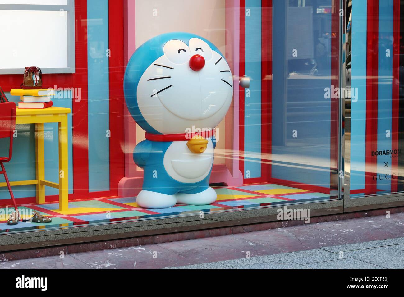 Gucci store window in Tokyo's Ginza area featuring the character ...
