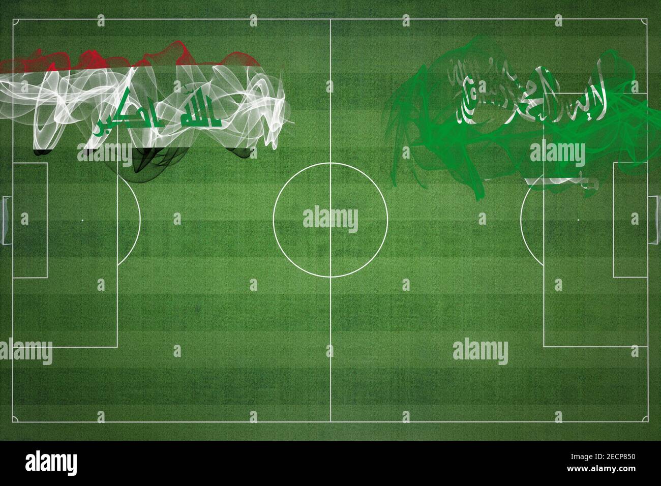 Iraq vs Saudi Arabia Soccer Match, national colors, national flags ...