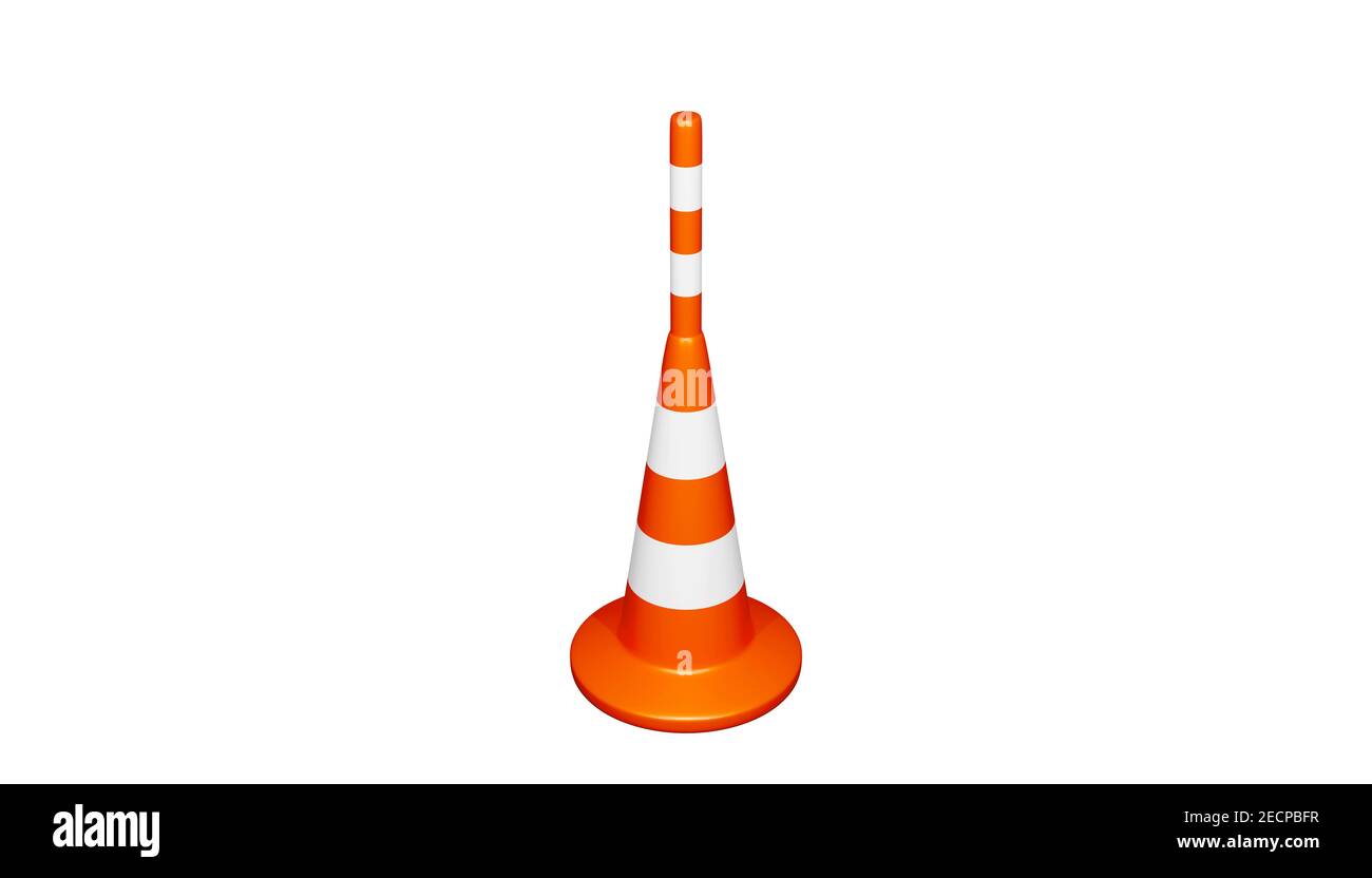 3d render of a road cone with a milestone isolated on a white ...