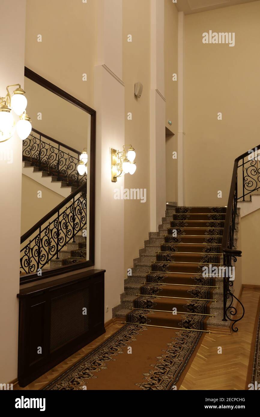 Interior view of mansion in the evening Stock Photo - Alamy