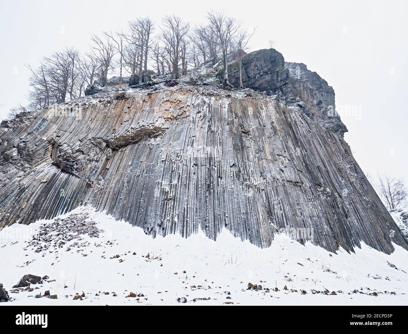 Zlaty vrch, rock formation of pentagonal and hexagonal basalt columns ...
