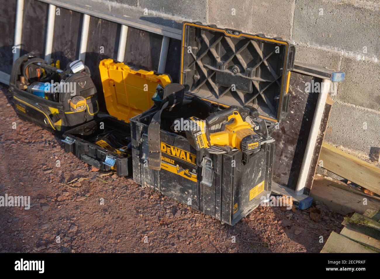 Battery Operated Rechargeable DeWalt Power Tools in a Tool Box on a ...