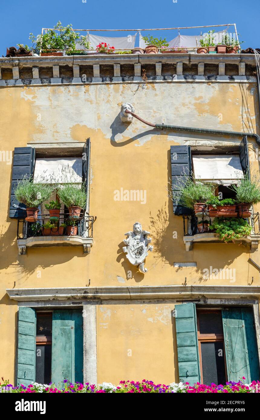 Old houses in Venice, Italy. Vintage residential buildings in the ...