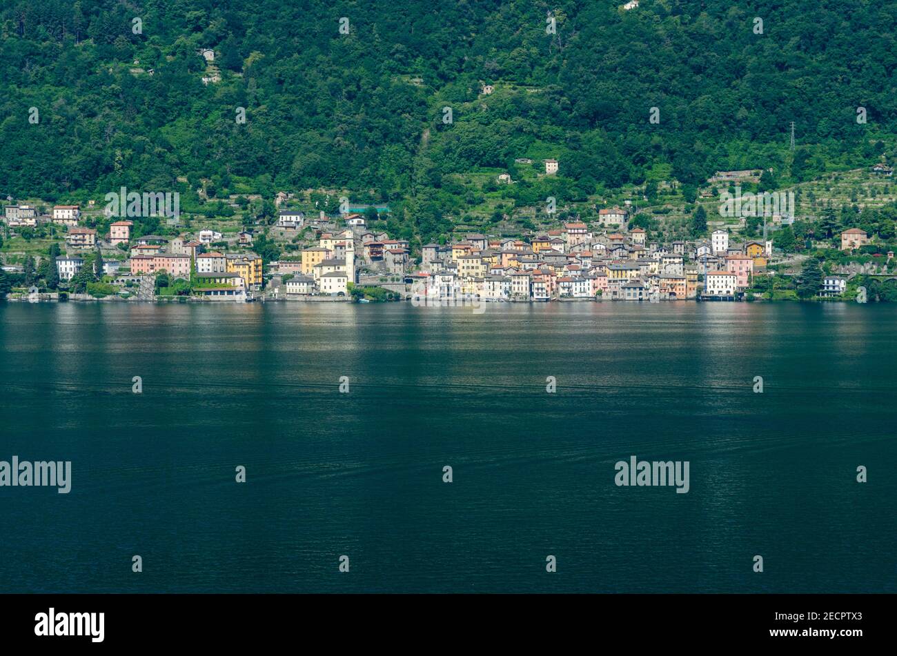 Beautiful Lago di Como. Colorful village on the shore of Como lake ...