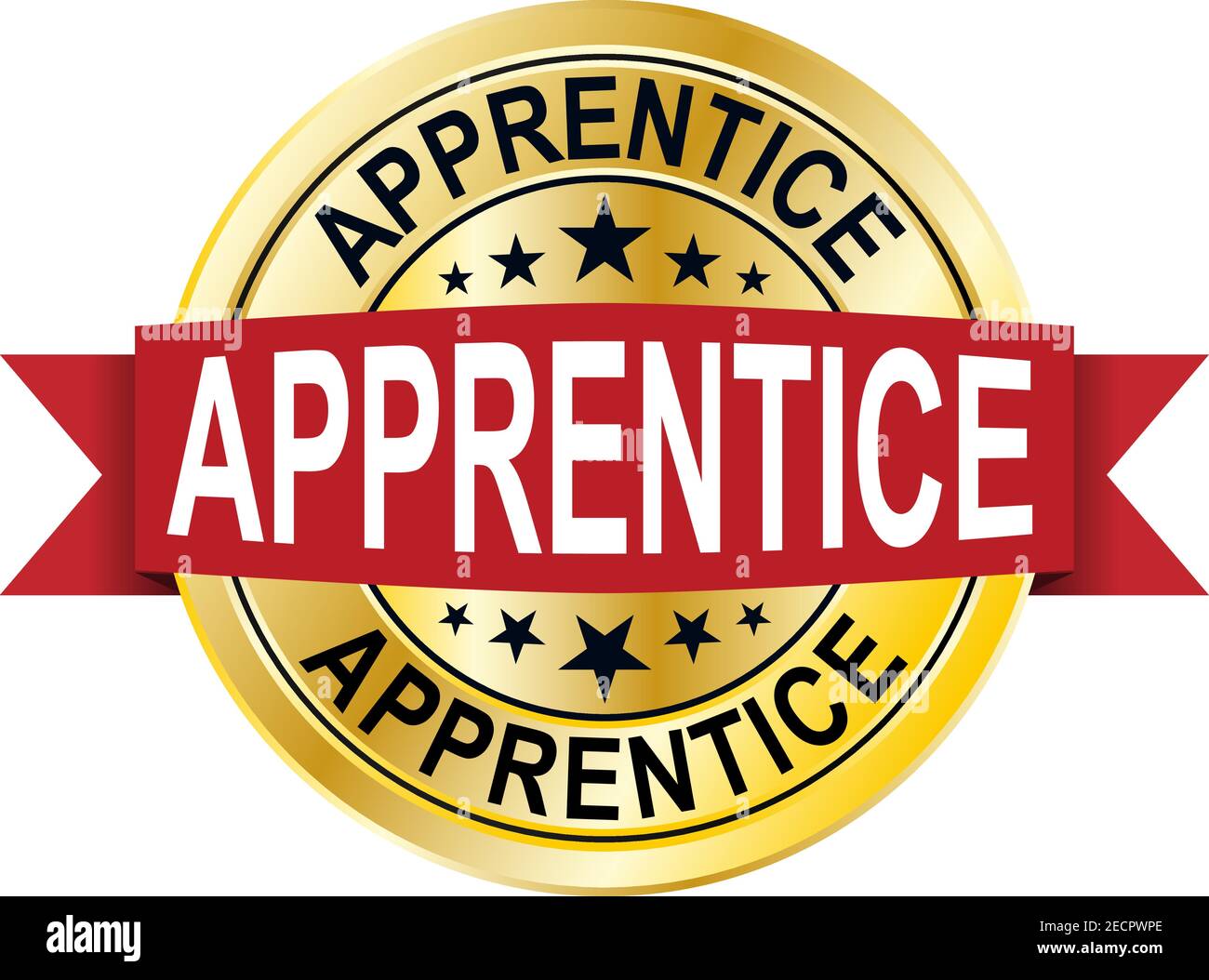 APPRENTICE gold shiny badge on white background Stock Vector Image ...