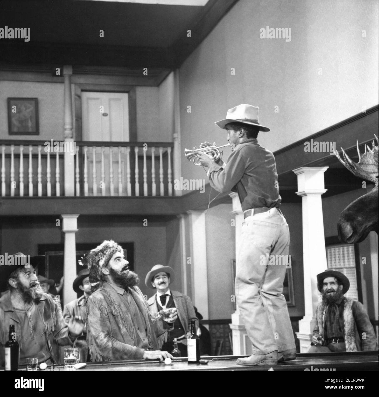 SAMMY DAVIS Jr playing Trumpet on Saloon Bar in SERGEANTS 3 / SERGEANTS ...