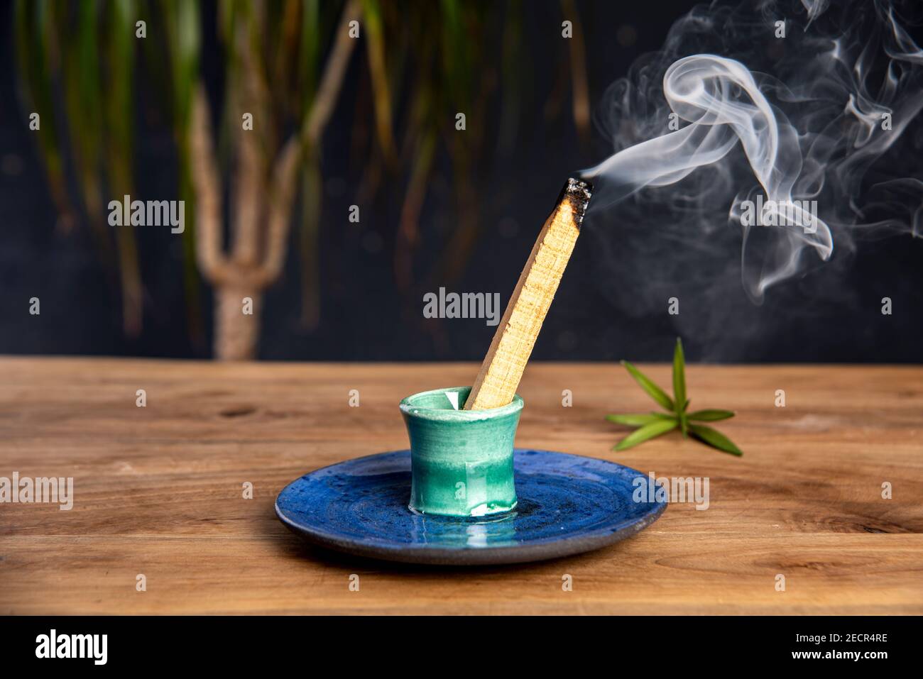 incense with ceramic stand and with smoke Stock Photo - Alamy