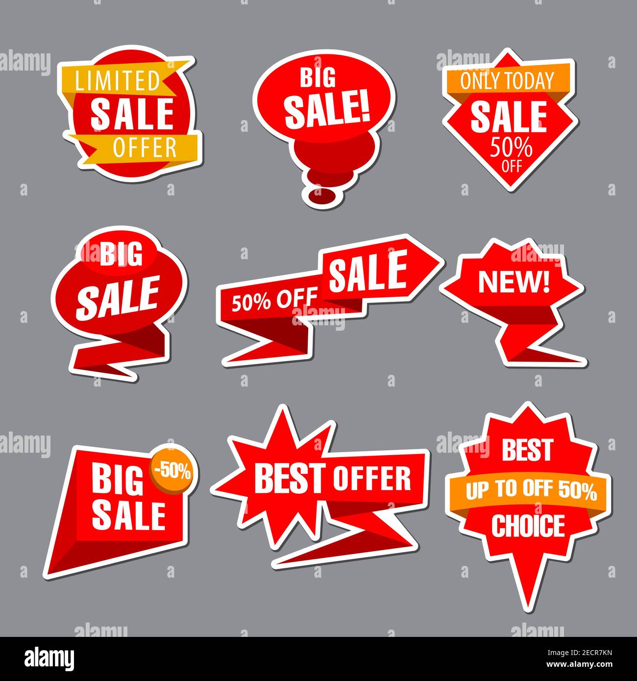 set of different flat advertising and promotion badges, stickers and ...