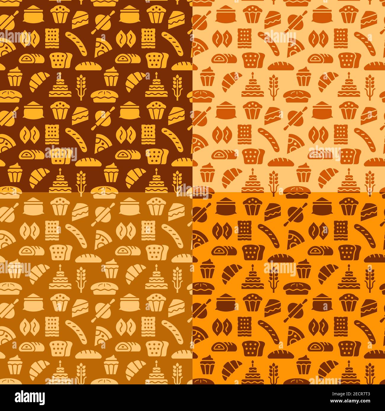illustration of the bakery and bread seamless patterns Stock Vector ...