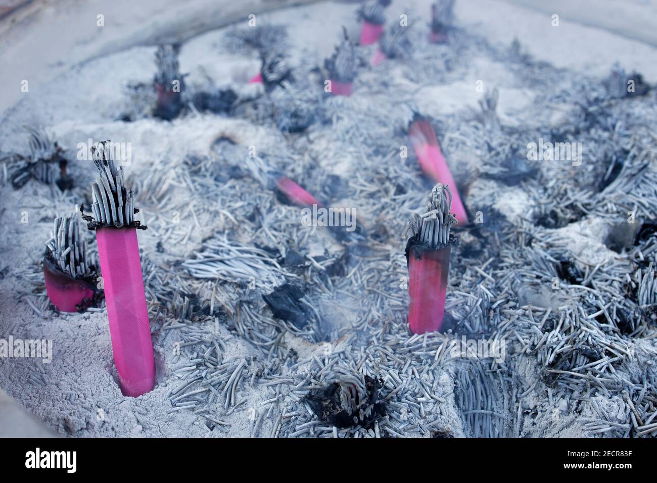 Incense sticks burning outside a Buddhist temple in Tokyo, Japan Stock ...
