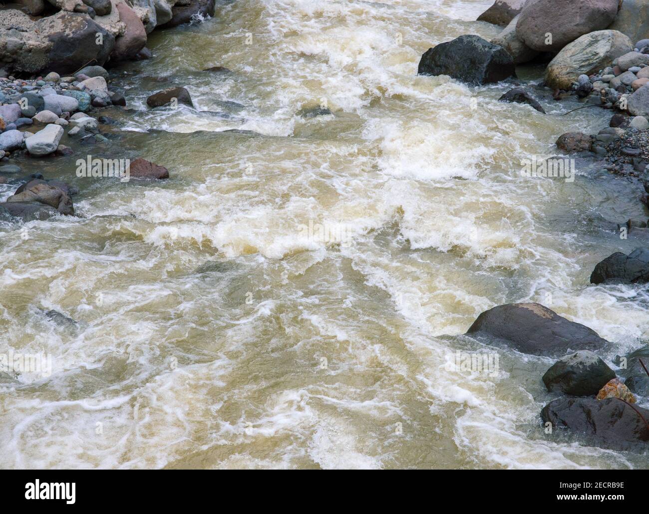 Mountain river with stones. Fast water current. Water photo texture ...