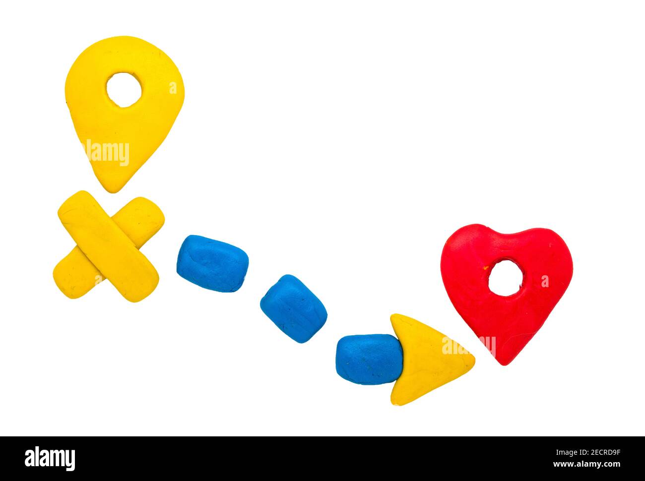 Pointer and heart navigation sign isolated. Modelling clay navigation ...