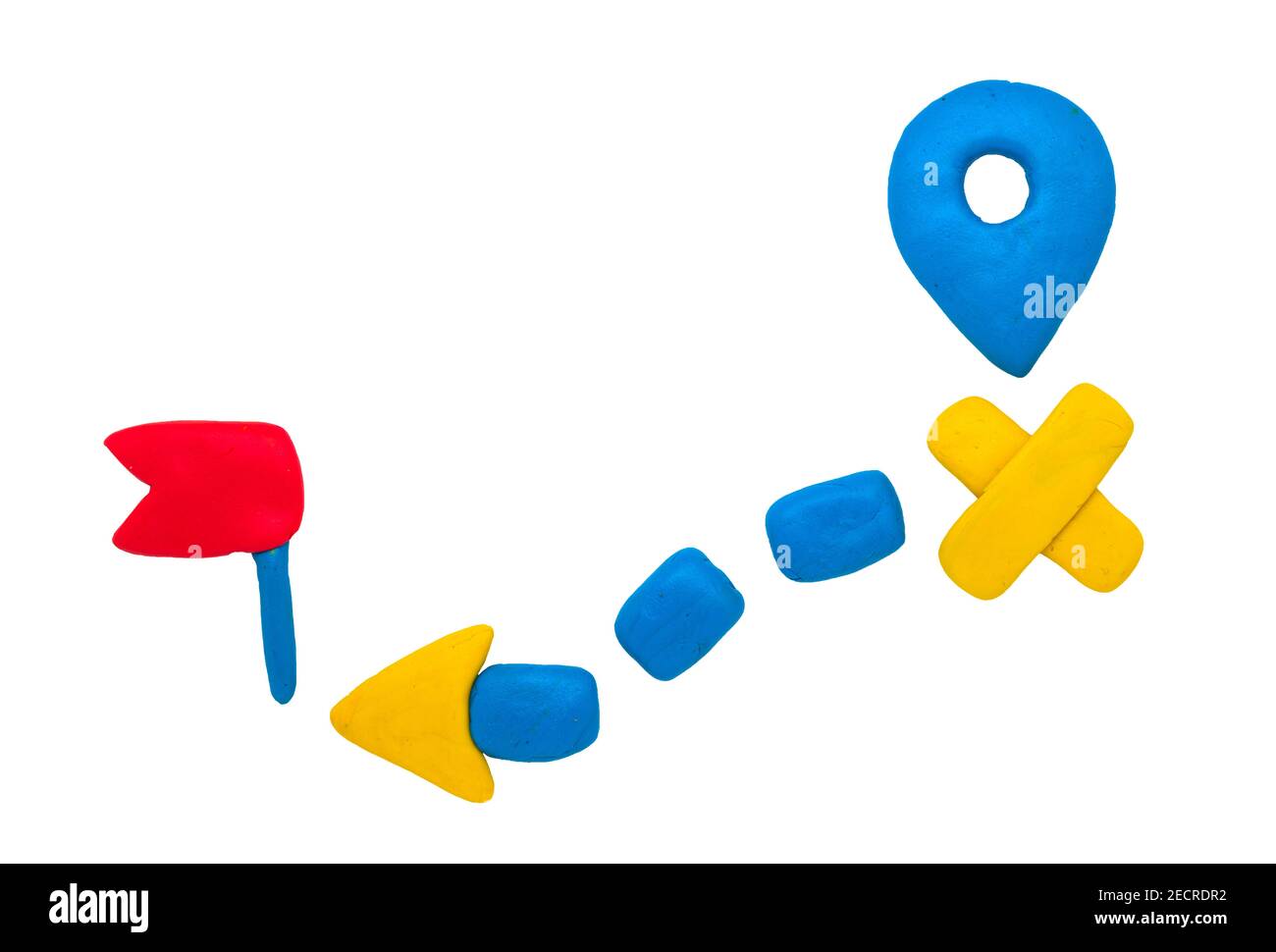 Modeling clay navigation sign on white background. Child hobby road ...