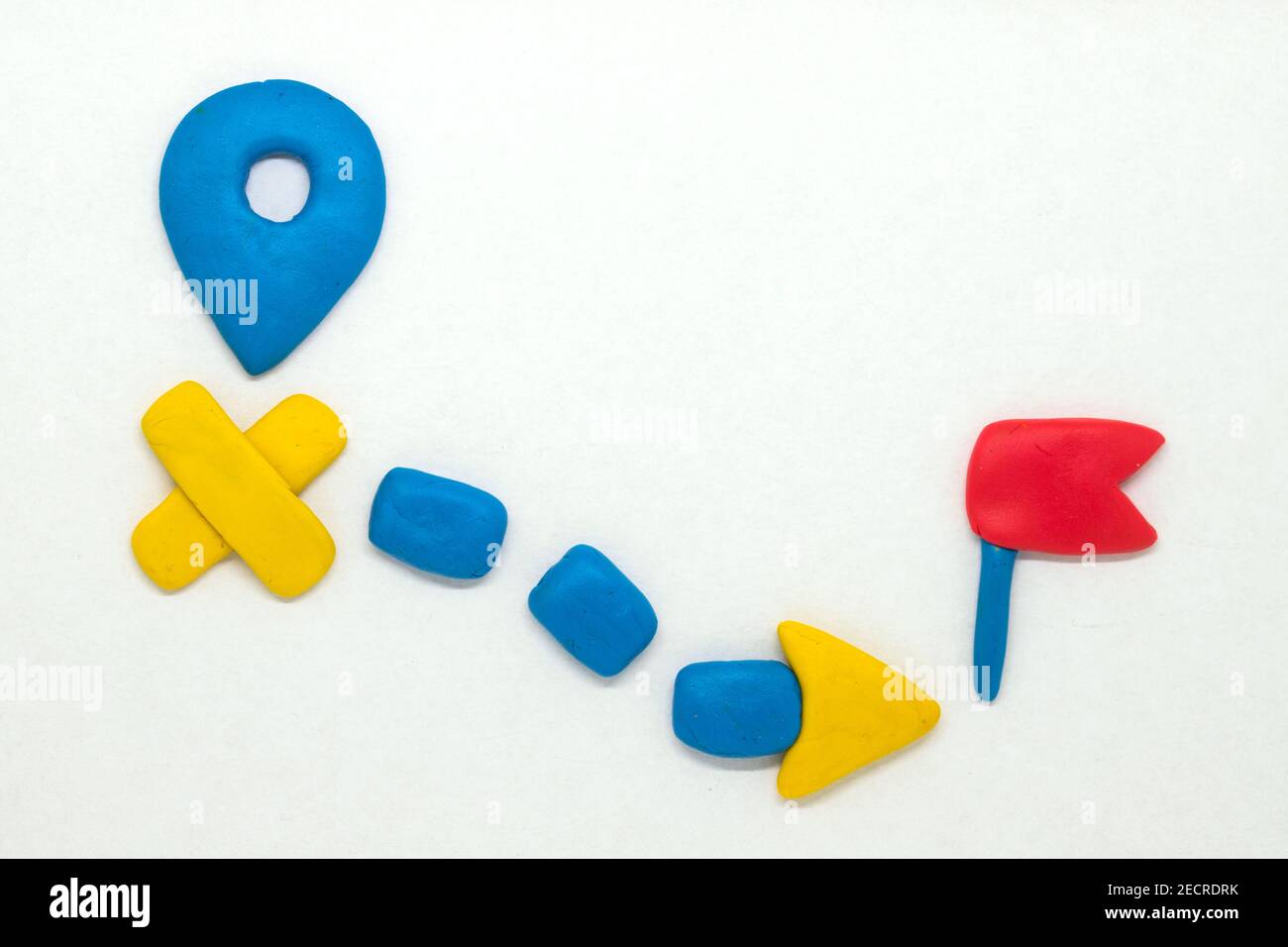 Modelling clay navigation sign on white background. Bright navigation ...