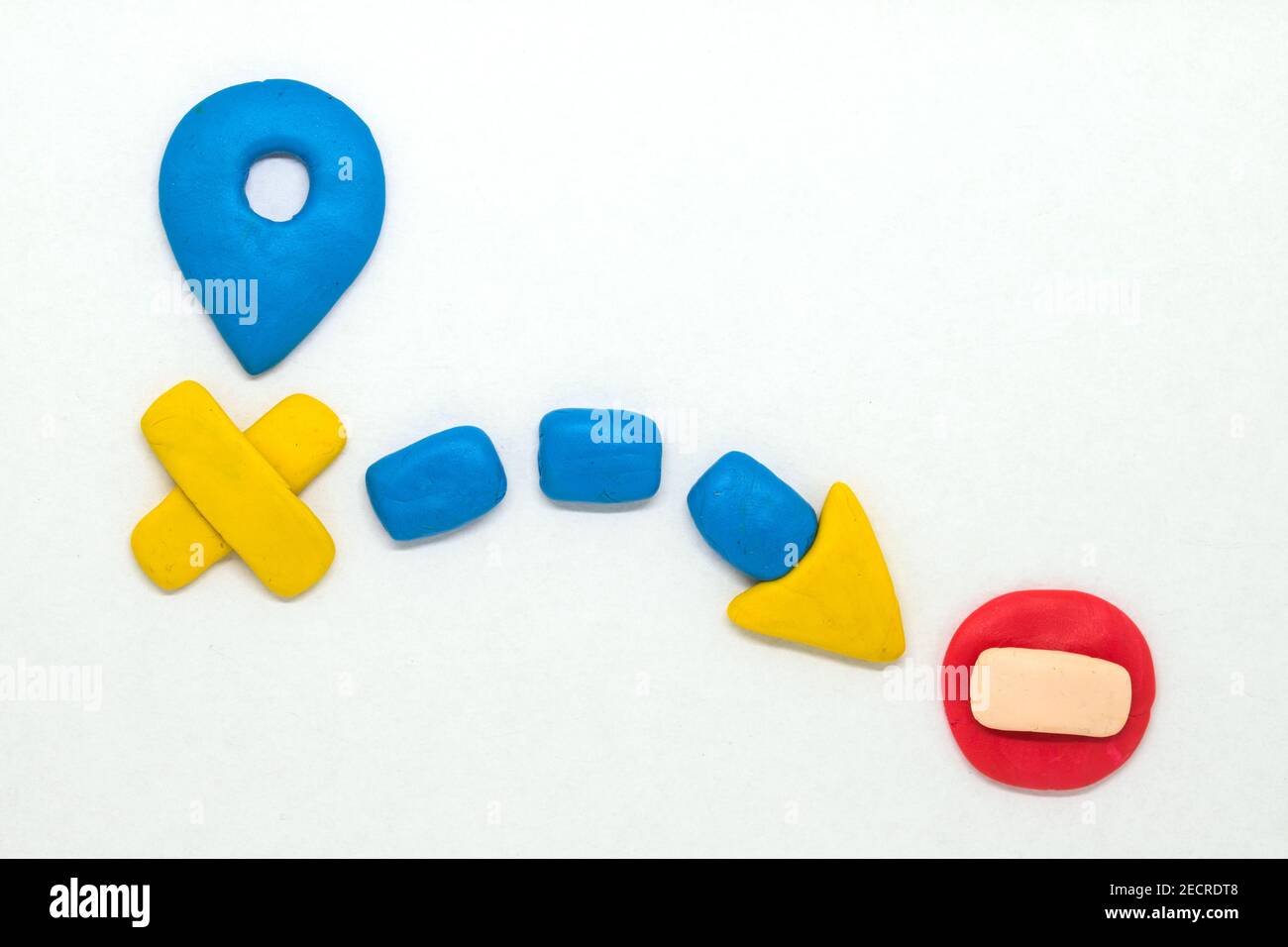 Modelling clay navigation sign on white background. Bright navigation ...