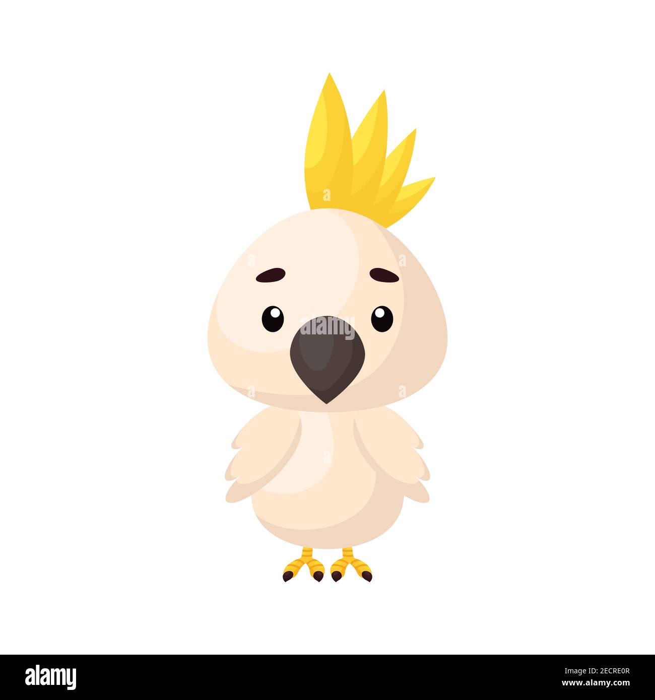 Cute little parrot on white background. Cartoon animal character for ...