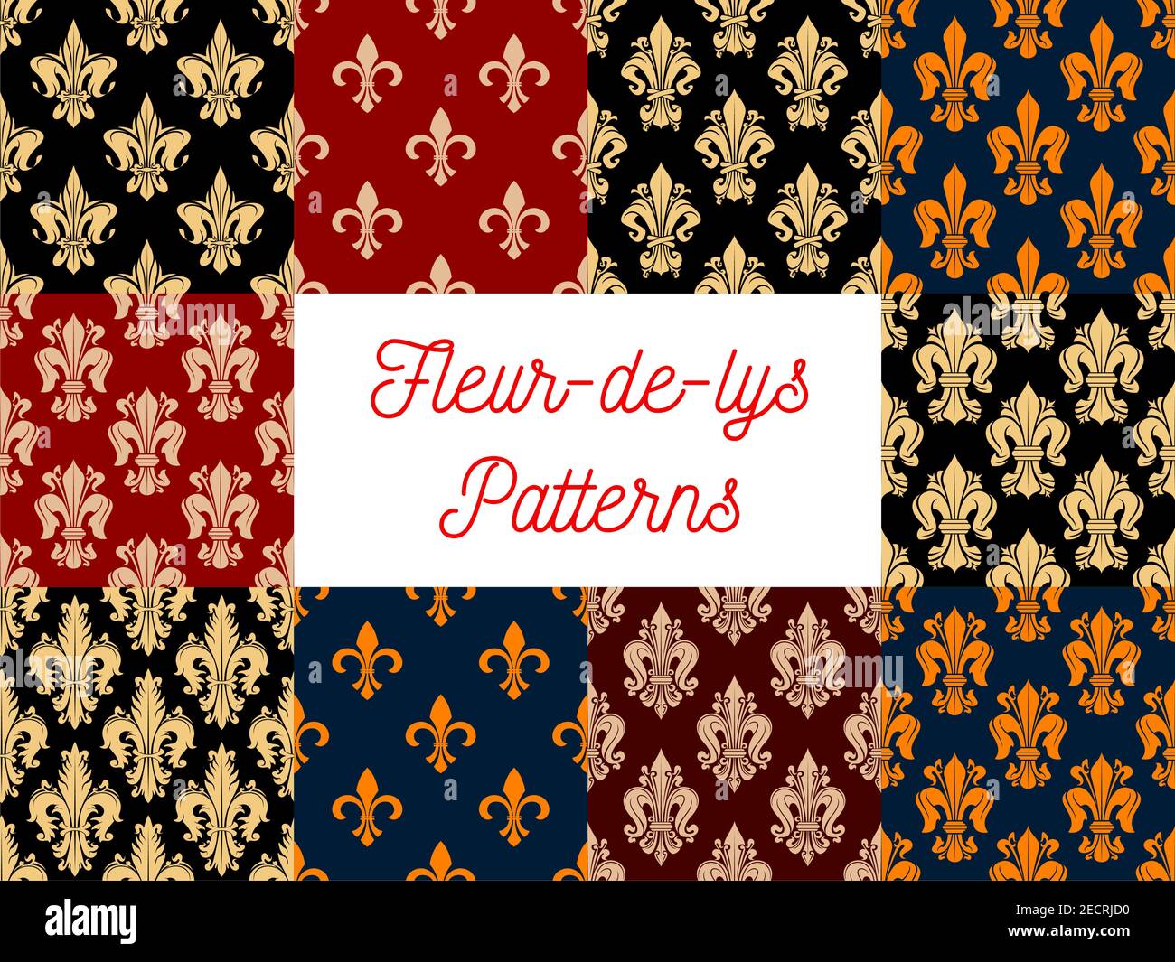 Victorian fleur-de-lis seamless patterns with set of floral background ...
