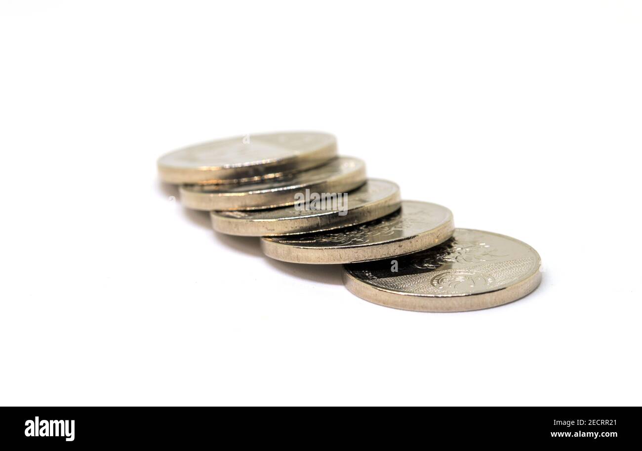 Silver metallic coins. Cash money closeup photo. Currency background ...