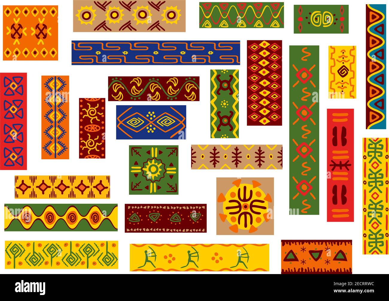 African ethnic ornaments with tribal and national patterns of plants ...