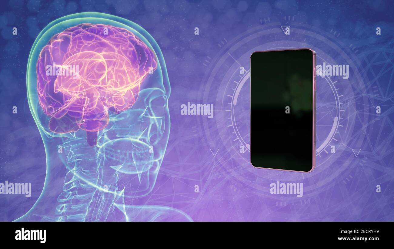 x-ray human head image cell phone, brain harm by mobile communication ...