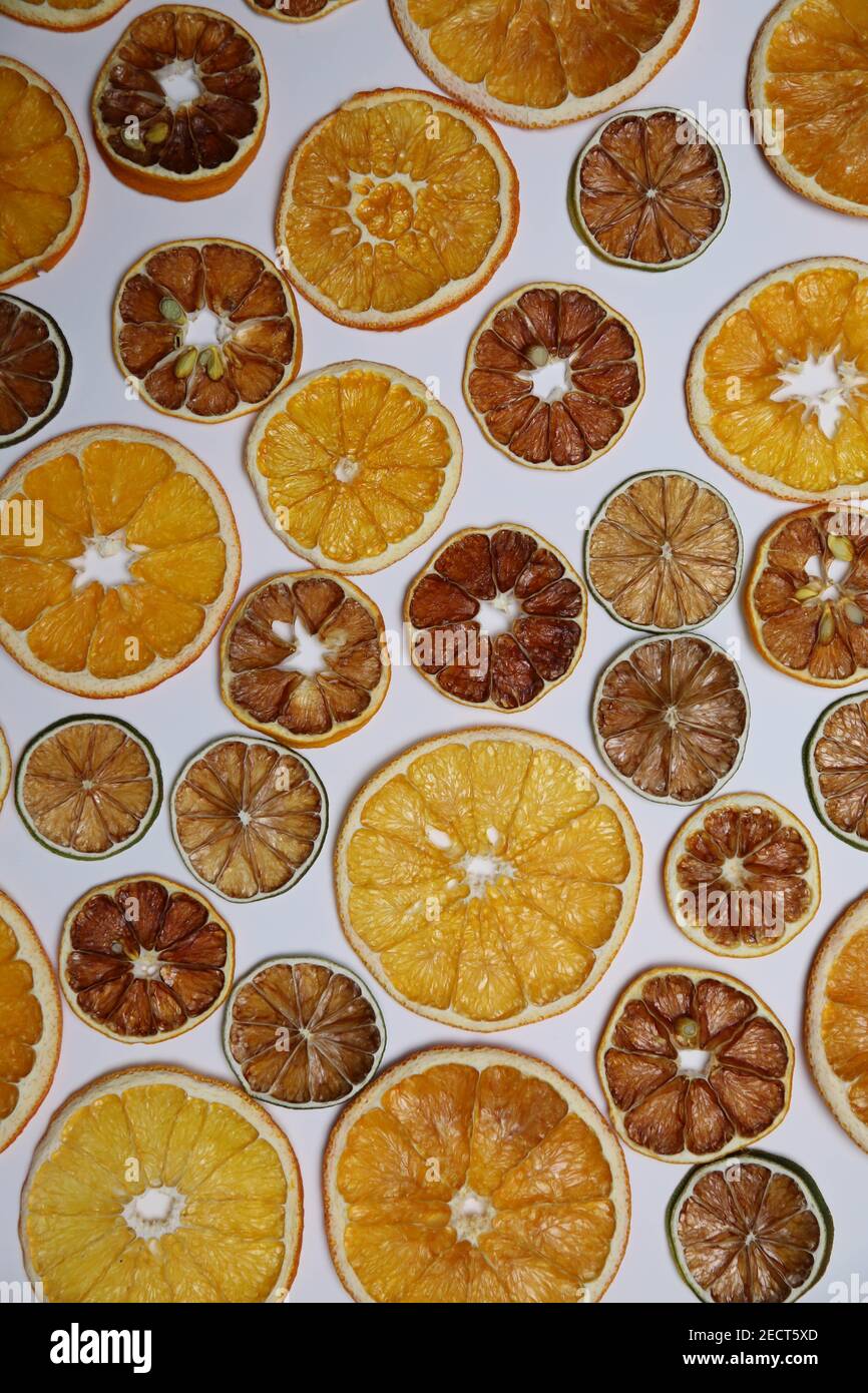 Dried fruit on colored background. Pattern of a fruit frips. Healthy ...