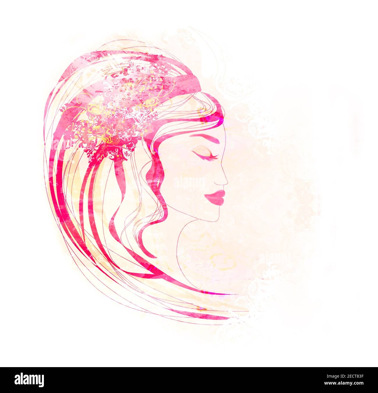 Decorative Abstract Lady Face Poster Stock Photo - Alamy