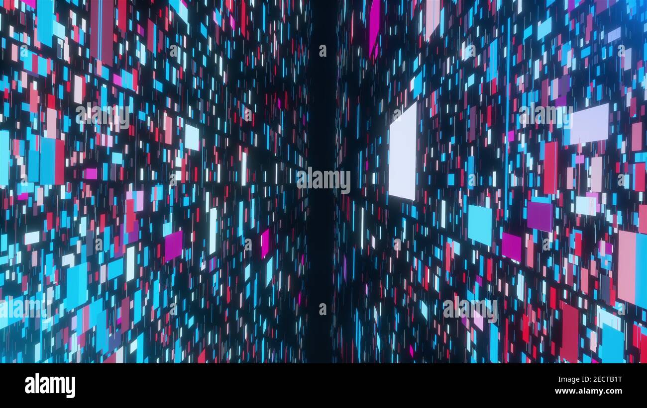 3d rendering rotation of parallel planes. Digital abstract technologcal ...