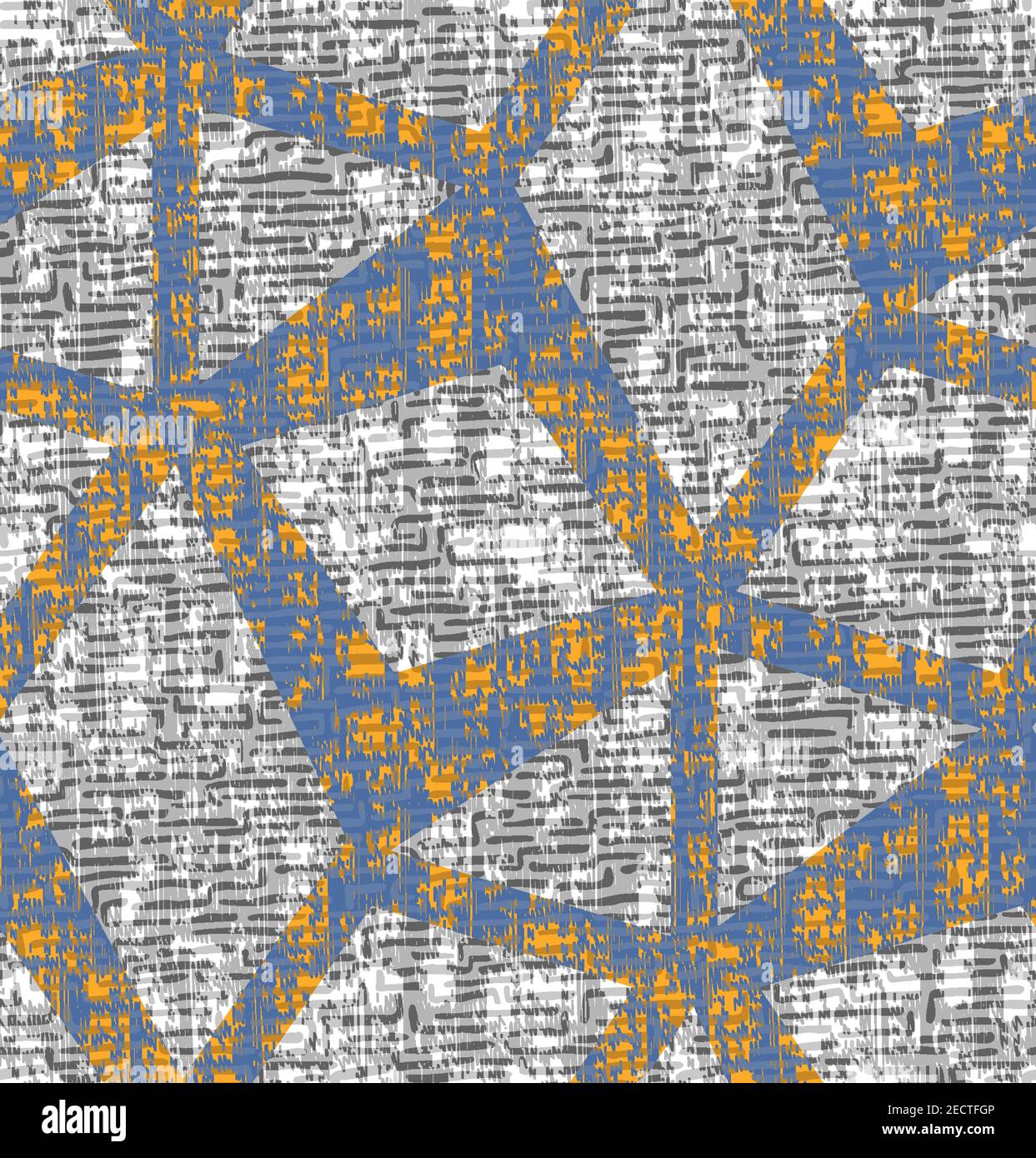 Geometry grunge seamless pattern. Triangle, square grey. blue, yellow ...