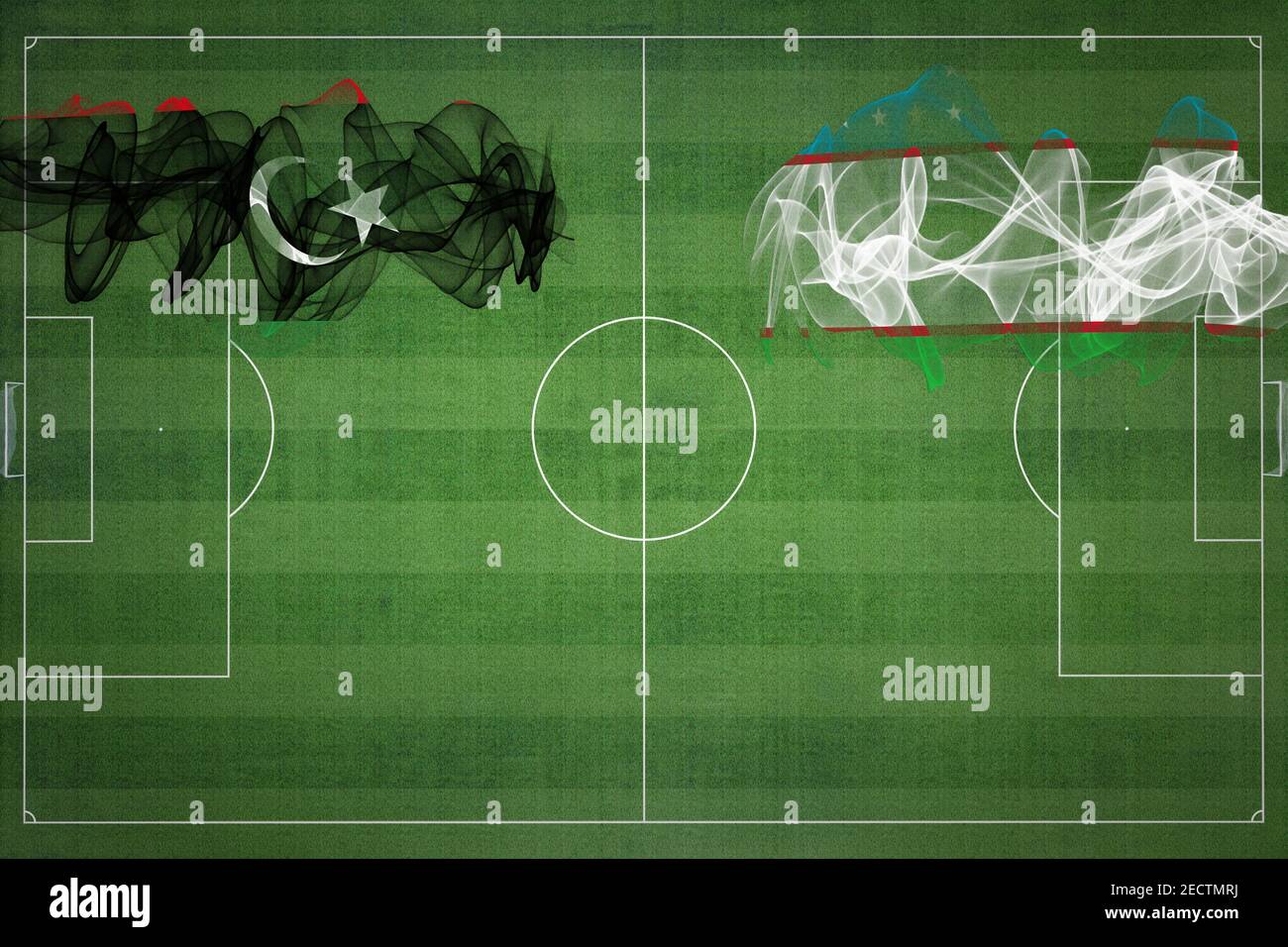 Libya vs Uzbekistan Soccer Match, national colors, national flags ...