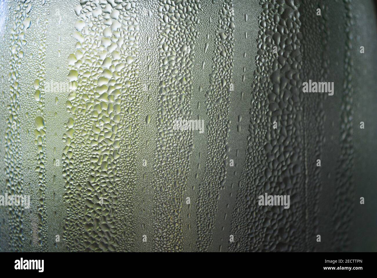 Transparent glass steamed with steam, condensation of water and small ...