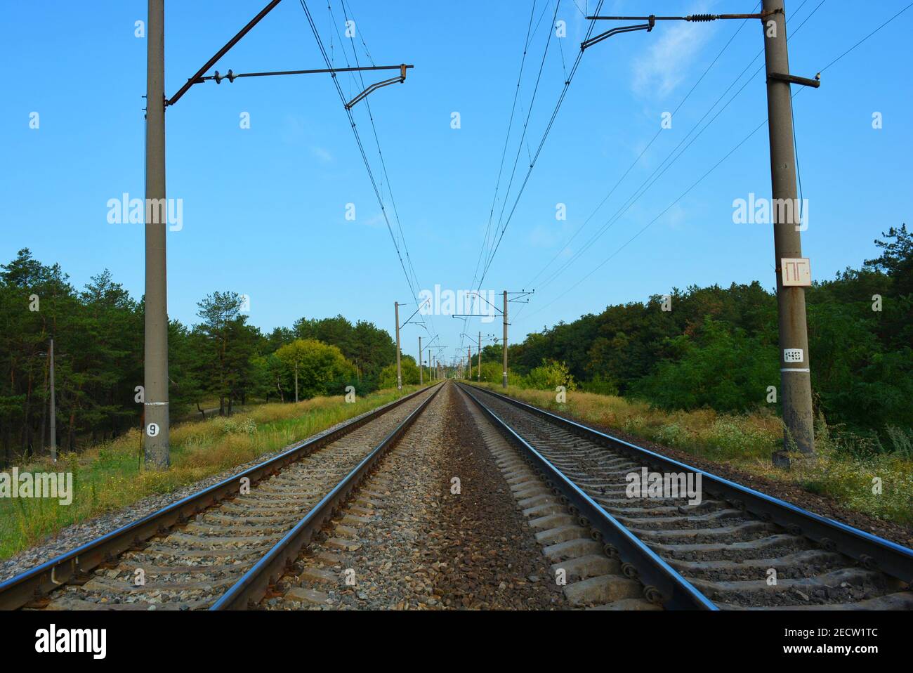 Railway track, railway and electric power lines for electric vehicles ...