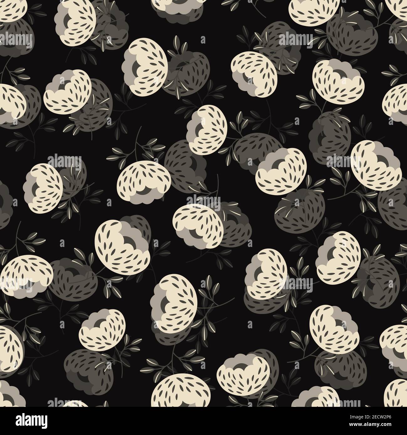 Seamless floral pattern based on traditional folk art ornaments. White ...