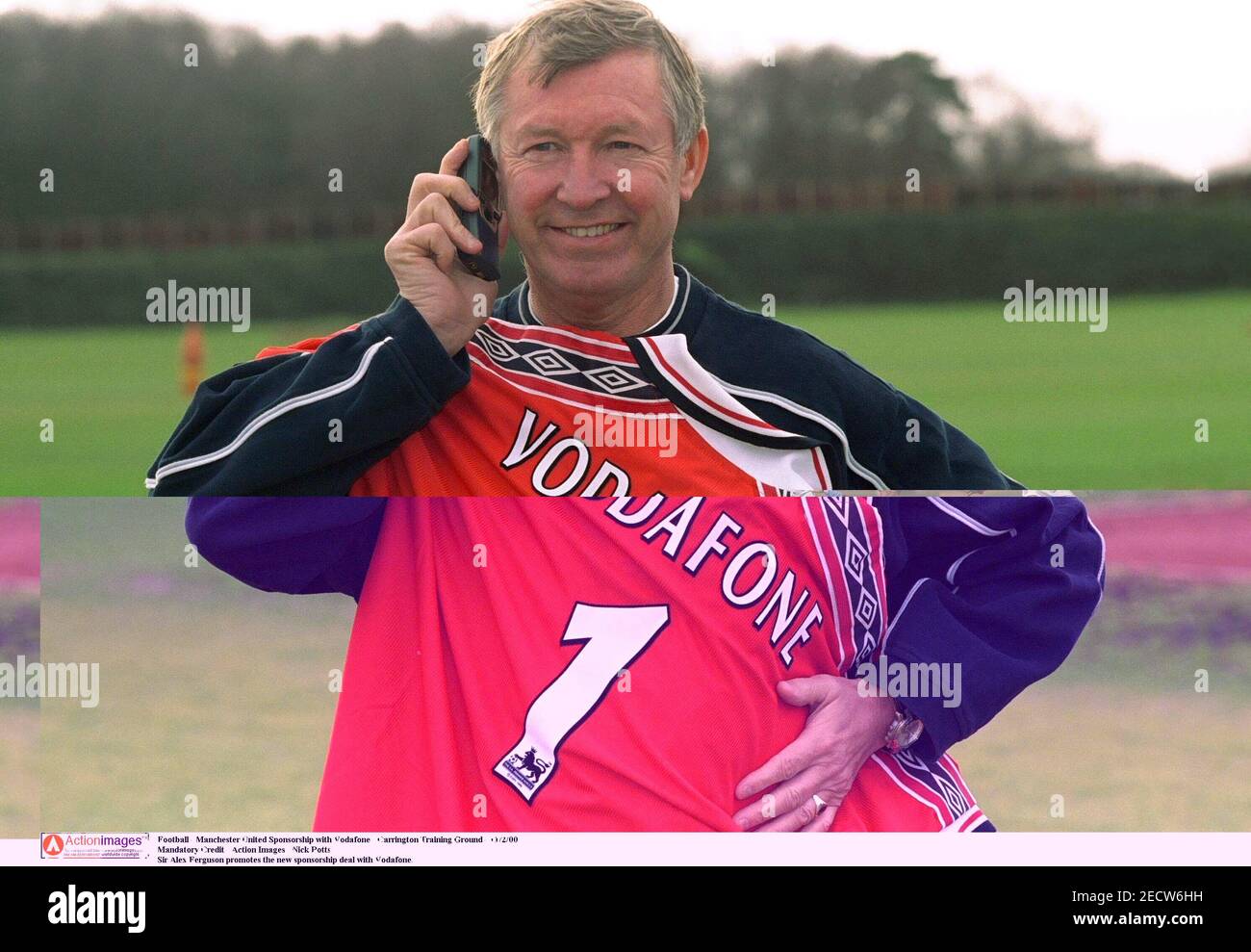 Vodafone at their training ground at carrington hi-res stock ...