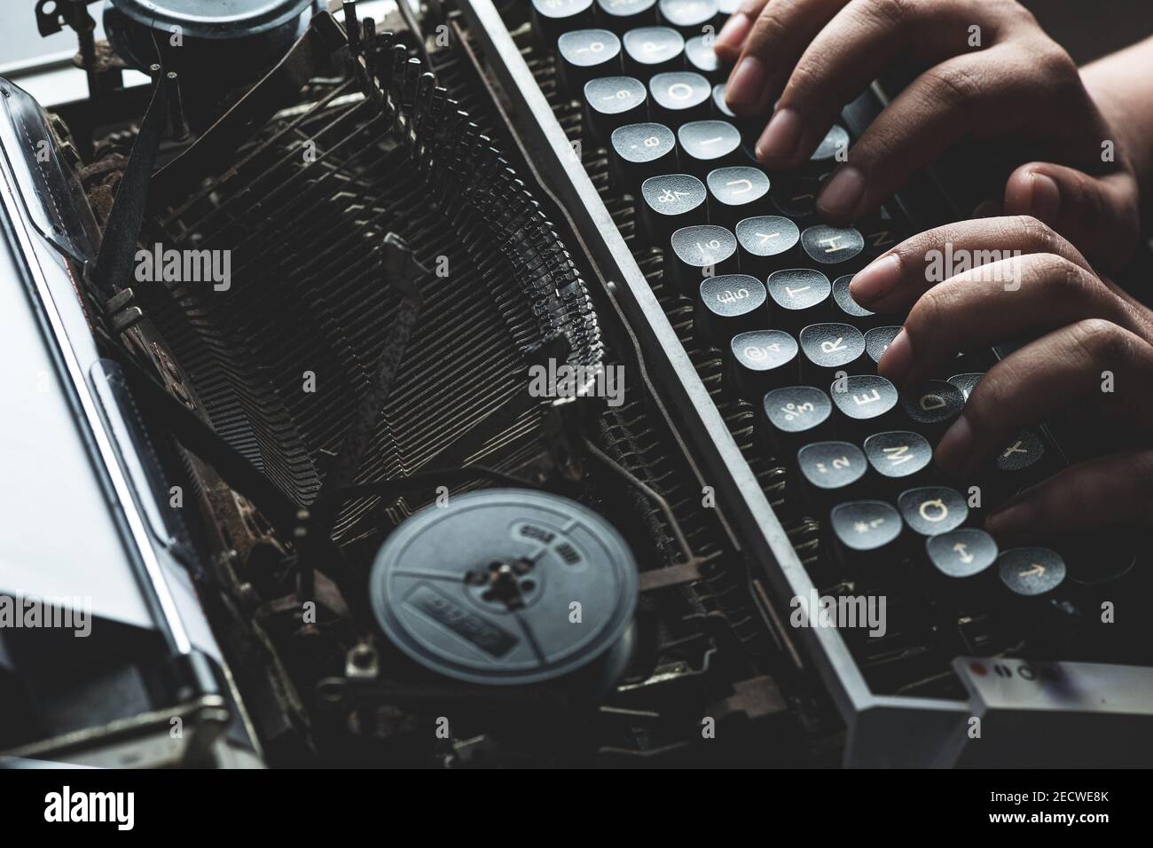 Old black and white indian manual model typewriter Stock Photo - Alamy