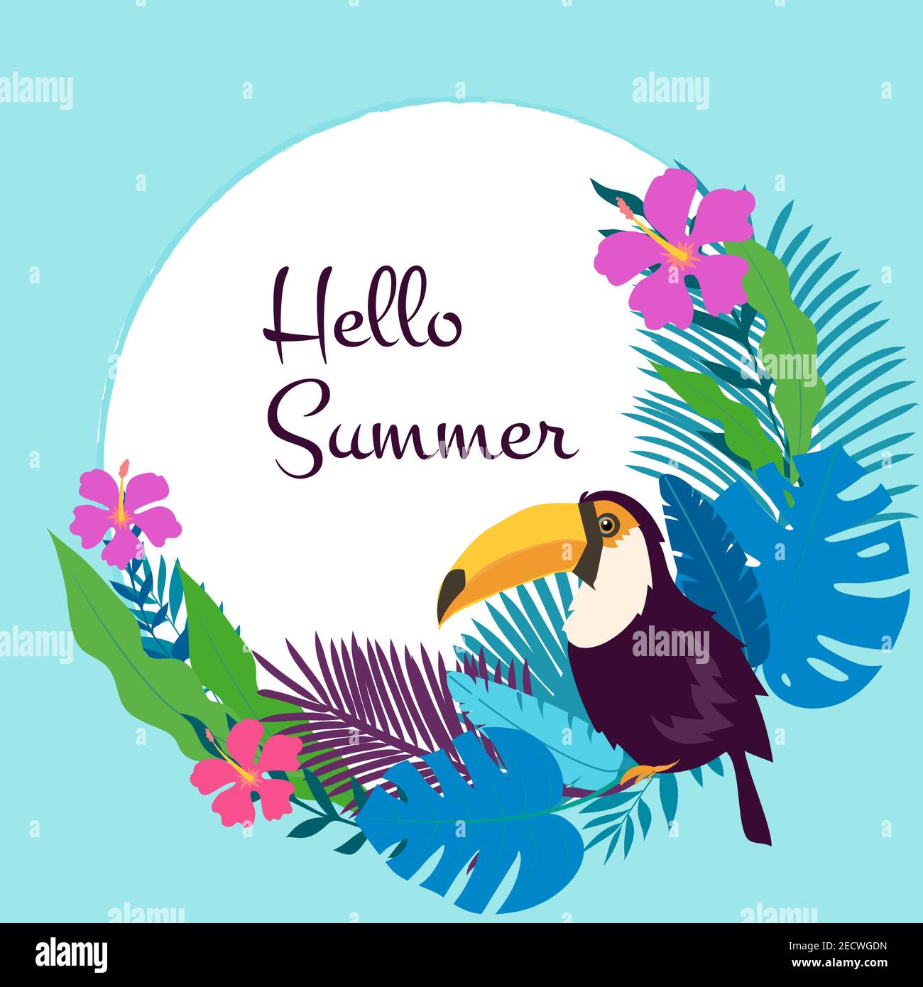 Frame template toucan flowers hi-res stock photography and images - Alamy