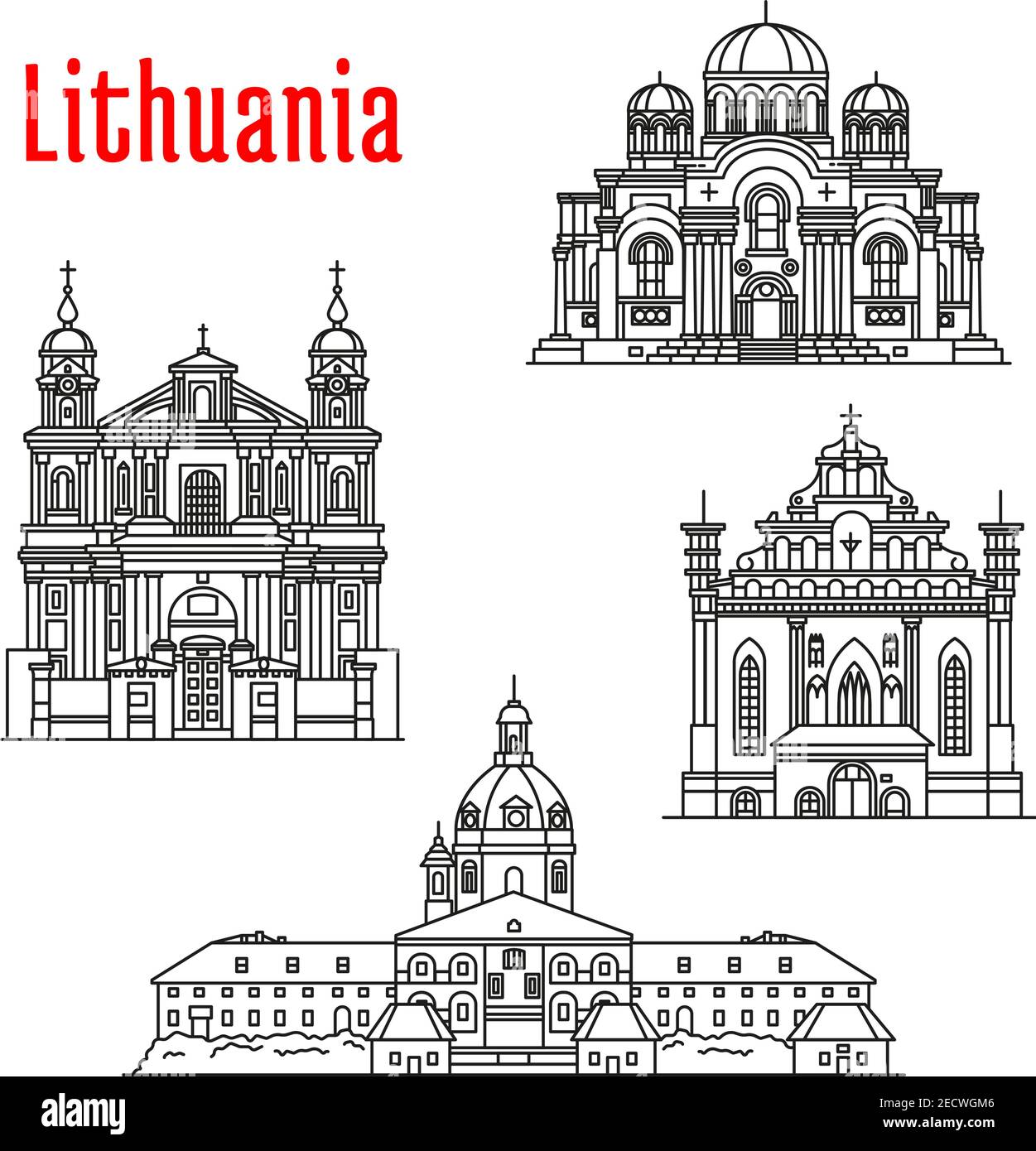 Historic architecture landmarks, sightseeings, famous showplaces of ...