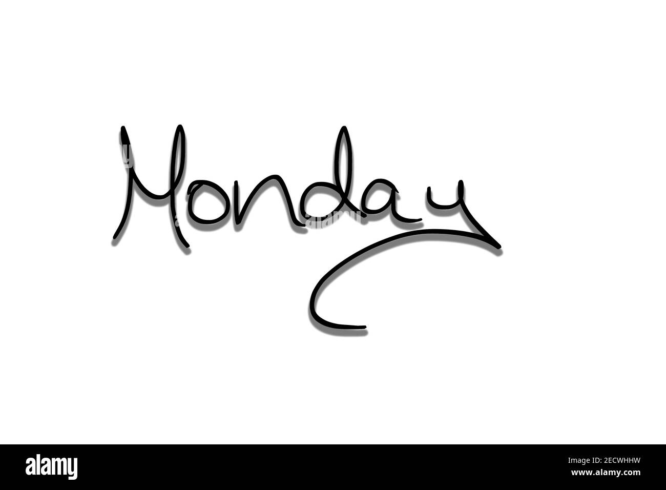 Monday, text, week days, hand written, black on transparent background ...